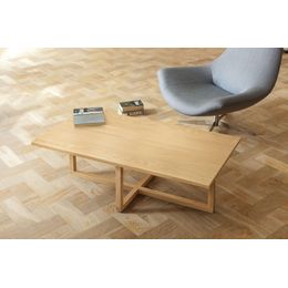 Couchtisch WOODMAN "Milo" Tische Gr. B/H/T: 115 cm x 38 cm x 60 cm, braun (eiche, eiche, eiche) Couchtische eckig Breite 115 cm, Gestell aus Massivholz