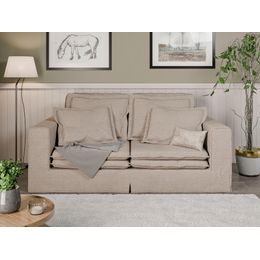 3-Sitzer Home Affaire "ALISSAS BIS mit vielen Kissen, Biesen an den Kissen", beige, B:196cm H:95cm T:108cm, 92% Polyester, 8% Nylon, Sofas, Hussen-Optik, kleine Taschen an der Seite zum Verstauen