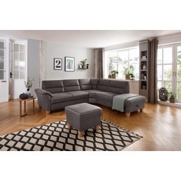 Ecksofa Home Affaire "Soleo L-Form", grau (anthrazit), B:262cm H:89cm T:235cm, Luxus-Microfaser ALTARA NUBUCK (100% Polyester);Struktur (100% Polyester);Luxus-Microfaser Lederoptik (100% Polyester), Sofas, Ecksofa, komfortabel durch Trapezecke mit Relaxfunktion, auch mit Bettfunktion