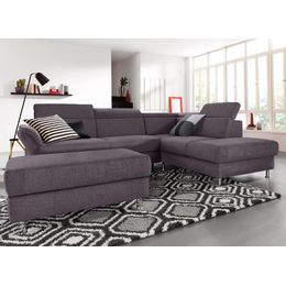 Sit & More Ecksofa SIT & MORE "Avignon L-Form", grau (dunkelgrau), B:269cm H:97cm T:228cm, Struktur fein ( 100% Polyester);Struktur (100% Polyester);Struktur grob ( 100% Polypropylen), Sofas, Ecksofa, inklusive Kopfteilverstellung, wahlweise mit Bettfunktion