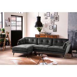 Ecksofa TRENDS BY HG "Japan L-Form", grau (anthrazit), B:270cm H:84cm T:155cm, Sofas, Ecksofa, mit Fu&szlig; in Holz-Metallkombination, Recamiere rechts oder links