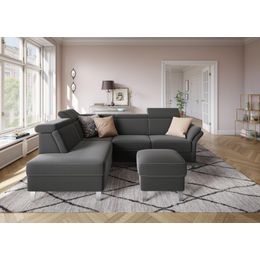Sit & More Ecksofa SIT & MORE "Vincenzo L-Form", grau (anthrazit), B:245cm H:84cm T:193cm, Sofas, Ecksofa, inklusive Kopfteilverstellung, wahlweise mit Bettfunktion, Bettkasten