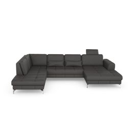 Sit & More Wohnlandschaft SIT & MORE "Bendigo U-Form", braun (mokka), B:332cm H:84cm T:226cm, Sofas, inklusive Sitztiefenverstellung, Bodenfreiheit 12 cm, in 2 Fußfarben