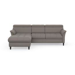 Sit & More Ecksofa SIT & MORE "Marano L-Form", grau (grau 38), B:257cm T:166cm, 100% Polyester, Sofas, Ecksofa, inklusive Kopfteilverstellung, wahlweise mit Bettfunktion, Bettkasten