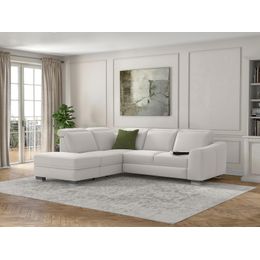 Sit & More Ecksofa SIT & MORE "Dundee L-Form", silber, B:263cm H:86cm T:219cm, Sofas, Ecksofa, mit Federkern und Edelstahlf&uuml;&szlig;en, wahlweise mit Kopfteilverstellung