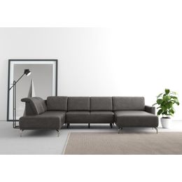 Sit & More Wohnlandschaft SIT & MORE "Bailando U-Form", grau (anthrazit), B:337cm H:84cm T:205cm, Sofas, Wohnlandschaft, wahlweise mit Kopfteilverstellung und Vorziehsitz, motorisch