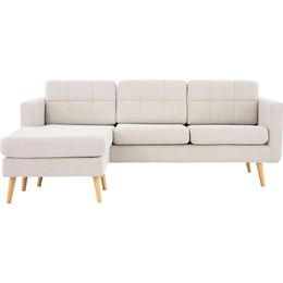 Ecksofa Home Affaire "Brest L-Form", grau (hellgrau), B:205cm H:84cm T:150cm, Struktur fein (100% Polyester);Luxus-Microfaser Vintageoptik (100% Polyester);Luxus-Microfaser (100% Polyester), Sofas, Ecksofa, mit Knopfheftung und Steppung im R&uuml;cken, geradliniges Design