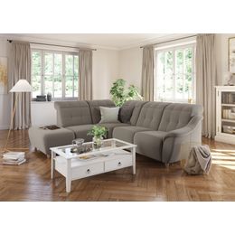 Ecksofa Home Affaire "Boston L-Form", braun (macciato), B:272cm, Struktur (100% Polyester);Luxus-Microfaser Florence (100% Polyester);Chenille (100% Polyester);NaturLEDER (reines Rindsleder), Sofas, Ecksofa, Kopfteilverstellung an jeder Sitzfl&auml;che, wahlweise Relaxfunktion