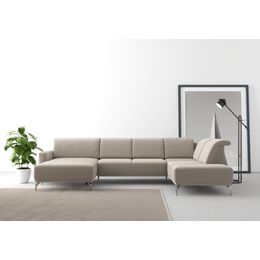 Sit & More Wohnlandschaft SIT & MORE "Bailando U-Form", braun (latte), B:337cm H:84cm T:205cm, Sofas, Wohnlandschaft, wahlweise mit Kopfteilverstellung und Vorziehsitz, motorisch