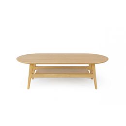 Couchtisch WOODMAN "Curved" Tische Gr. B/H/T: 130 cm x 39 cm x 60 cm, beige (natur, natur, natur) Couchtische eckig Scandi Design, Breite 130 cm