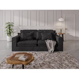 4-Sitzer Home Affaire "ALISSAS mit vielen Kissen, Biesen an den Kissen", schwarz, B:240cm H:94cm T:146cm, 92% Polyester, 8% Nylon, Sofas, Hussenoptik, mit kleinen Taschen an der Seite zum Verstauen