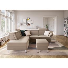 Sit & More Ecksofa SIT & MORE "Vincenzo L-Form", braun (macchiato), B:245cm H:84cm T:193cm, Sofas, Ecksofa, inklusive Kopfteilverstellung, wahlweise mit Bettfunktion, Bettkasten