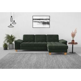 Sit & More Ecksofa SIT & MORE "Westham L-Form", gr&uuml;n (jungle), B:275cm H:88cm T:172cm, 90% Polyester 10% Polyamid, Sofas, Ecksofa, mit Recamiere, mit oder ohne Bettfunktion, Bettkasten, F&uuml;&szlig;e Eiche