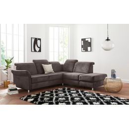Sit & More Ecksofa SIT & MORE "Darwin L-Form", braun (mocca), B:249cm T:221cm, Sofas, Ecksofa, inklusive Federkern, wahlweise mit Kopfteilverstellung, Bettfunktion