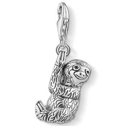 Charm-Einhänger Thomas Sabo "Faultier, 1812-643-11" Charms silberfarben (silberfarben, schwarz, schwarz) Damen mit Zirkonia (synth.)