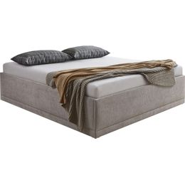 Polsterbett "Texel", beige, B:186cm H:42cm L:206cm, Bezug Bett: Veloursstoff 100% Polyester;Bonnell-Federkernmatratze: 51% Polypropylen, 39% Polyester und 10% Baumwolle;Kaltschaummatratze: 100% Polyester, Bezug abnehm- und waschbar bis 60C;Kissenbezug: 100% Polyester, Füllung : 100% Polyester (Hohlfaser), Westfalia Schlafkomfort, Betten, Komforthöhe mit Zierkissen, Bettkasten bei Ausführung mit Ma