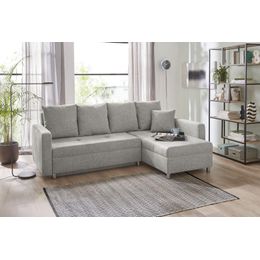 Jockenh&ouml;fer Ecksofa JOCKENH&Ouml;FER GRUPPE "Kappeln L-Form", grau (hellgrau), B:228cm T:90cm, Korpus: 100% Polyester;Kissen: 100% Polyester, Sofas, Ecksofa, inklusive Bettfunktion, Bettkasten, Ottomane links oder rechts