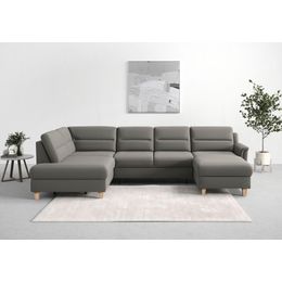 Sit & More Wohnlandschaft SIT & MORE "Far&ouml; U-Form", braun (schlamm), B:325cm H:90cm T:187cm, Sofas, Wohnlandschaft, inklusive Federkern, wahlweise mit Bettfunktion und Bettkasten