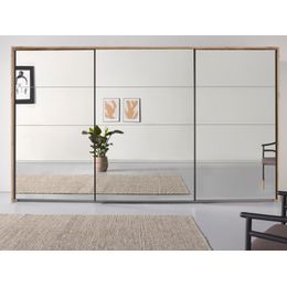 Schwebetürenschrank Rauch "Oteli" Schränke Gr. B/H/T: 368 cm x 233 cm x 68 cm, ohne Beleuchtung, 3 St., braun (eiche artisan) mit Spiegelfront und Passepartout optional Beleuchtung