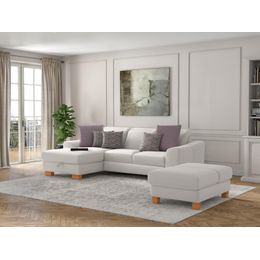 Sit & More Ecksofa SIT & MORE "Dundee L-Form", silber, B:264cm H:86cm T:175cm, Sofas, Ecksofa, mit Federkern und Massivholzf&uuml;&szlig;en, wahlweise mit Kopfteilverstellung
