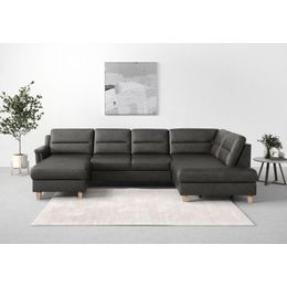 Sit & More Wohnlandschaft SIT & MORE "Far&ouml; U-Form", grau (anthrazit), B:325cm H:90cm T:187cm, Sofas, Wohnlandschaft, inklusive Federkern, wahlweise mit Bettfunktion und Bettkasten
