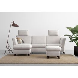 Ecksofa Home Affaire "Trelleborg L-Form", silber, B:249cm H:86cm T:162cm, 95% Polyester, 5% Polyamid, Sofas, Ecksofa, wahlweise mit Bettfunktion und Bettkasten, inkl. Federkern-Polsterung