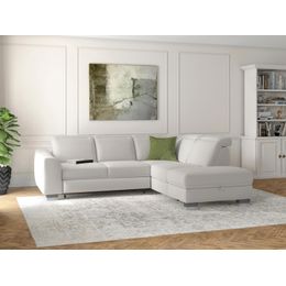 Sit & More Ecksofa SIT & MORE "Dundee L-Form", silber, B:263cm H:86cm T:219cm, Sofas, Ecksofa, mit Federkern und Edelstahlf&uuml;&szlig;en, wahlweise mit Kopfteilverstellung