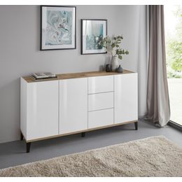 Sideboard Inosign "sunrise" Sideboards Gr. B/H/T: 160 cm x 82 cm x 40 cm, 3, weiß (weißhg, ahorn pereira) Sideboards Breite 160 cm