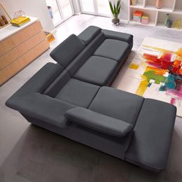 Sit & More Ecksofa SIT & MORE "Alcatraz L-Form", grau (dunkelgrau), B:272cm H:94cm T:226cm, Struktur fein (97% Polyester, 3% Polyamid);Luxus-Microfaser ALTARA NUBUCK (95% Polyester, 5% Baumwolle);Struktur (100% Polyester), Sofas, Ecksofa, wahlweise mit Bettfunktion