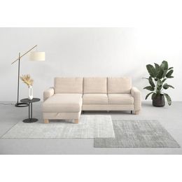 Ecksofa Home Affaire "Summer L-Form", beige (creme), B:249cm H:91cm T:164cm, 100% Polyester, Sofas, Ecksofa, mit Recamiere, mit oder ohne Bettfunktion und Bettkasten, Cord-Bezug