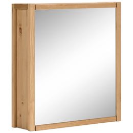 Spiegelschrank Home Affaire "Tina" Schränke Gr. B/H/T: 61,5 cm x 70 cm x 20 cm, 1 St., beige (natur) Bad-Spiegelschränke Badmöbel, Spiegel, Breite 61,5 cm, Massivholz