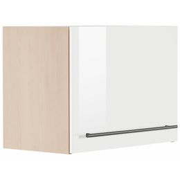 Klapphängeschrank Optifit "Bern" Schränke Gr. B/H/T: 60 cm x 44,8 cm x 34,9 cm, weiß (weiß hochglanz, akaziefarben) Breite 60 cm, 1 Klappe inkl. Dämpfer, mit Metallgriff