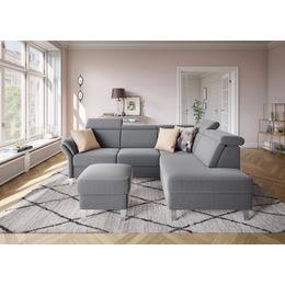 Sit & More Ecksofa SIT & MORE "Vincenzo L-Form", grau (hellgrau), B:245cm H:84cm T:193cm, Sofas, Ecksofa, inklusive Kopfteilverstellung, wahlweise mit Bettfunktion, Bettkasten