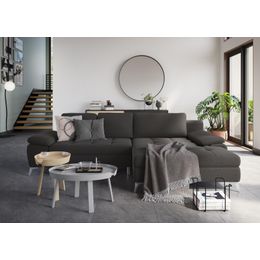 Sit & More Ecksofa SIT & MORE "Latigo L-Form", grau (fango), B:290cm T:163cm, Sofas, Ecksofa, mit Mega-Recamiere, wahlweise mit Bettfunktion und Bettkasten