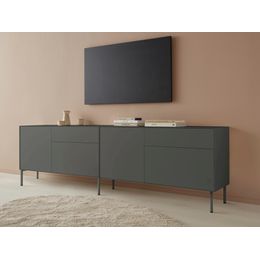 Lowboard LeGer Home by Lena Gercke "Essentials" Sideboards Gr. B/H/T: 254 cm x 72 cm x 42 cm, 4, grau (anthrazit) Breite: 254cm, MDF lackiert, Push-to-open-Funktion