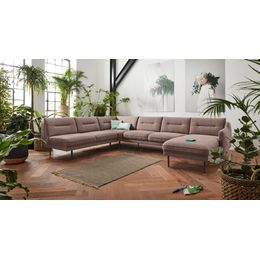 Wohnlandschaft Andas "Nordfyn U-Form", braun, B:323cm H:81cm T:239cm, Luxus-Microfaser Lederoptik (100% Polyester);Struktur weich (100% Polyester);100% NaturLEDER, Sofas, edles Design in 3 Bezugsqualitäten, Design by Morten Georgsen