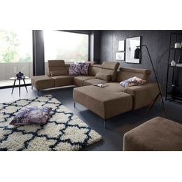 Sit & More Wohnlandschaft SIT & MORE "Gizeh U-Form", braun (chocco), B:340cm T:230cm, Sofas, Wohnlandschaft, 15 cm Fu&szlig;h&ouml;he, inklusive Sitztiefenverstellung und Kopfteilverstellung