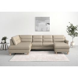 Sit & More Wohnlandschaft SIT & MORE "Far&ouml; U-Form", beige, B:325cm H:90cm T:187cm, Sofas, Wohnlandschaft, inklusive Federkern, wahlweise mit Bettfunktion und Bettkasten