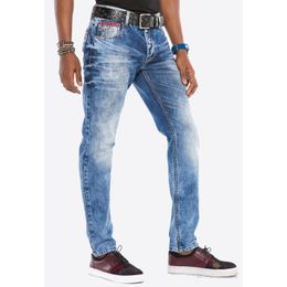 Cipo & Baxx Röhrenjeans CIPO & BAXX Gr. 40, Länge 32, blau Herren Jeans im Used-Look