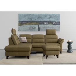 Sit & More Ecksofa SIT & MORE "Mellum L-Form", gr&uuml;n (olive), B:253cm H:87cm T:212cm, 100% Polyester, Sofas, Ecksofa, Federkern, wahlweise mit Bettfunktion, Stauraum und Armteilfunktion