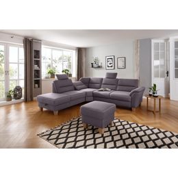 Ecksofa Home Affaire "Soleo L-Form", grau (dunkelgrau), B:262cm H:89cm T:235cm, Luxus-Microfaser ALTARA NUBUCK (100% Polyester);Struktur (100% Polyester);Luxus-Microfaser Lederoptik (100% Polyester), Sofas, Ecksofa, komfortabel durch Trapezecke mit Relaxfunktion, auch mit Bettfunktion