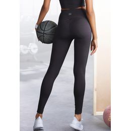 active by Lascana Funktionsleggings LASCANA ACTIVE "-Sport Leggings" Gr. L (44/46), N-Gr, schwarz Damen Hosen mit kleiner Raffung, Loungewear