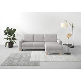 Ecksofa Home Affaire "Summer L-Form", silber, B:249cm H:91cm T:164cm, 95% Polyester, 5% Polyamid, Sofas, Ecksofa, mit Recamiere, mit oder ohne Bettfunktion und Bettkasten, Cord-Bezug
