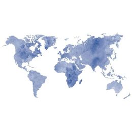 Wandtattoo Wall-Art "Aquarell Weltkarte Bilderrahmen" Wandtattoos Gr. B/H/T: 180 cm x 92 cm x 0,1 cm, -, blau Wandtattoos Wandsticker selbstklebend, entfernbar