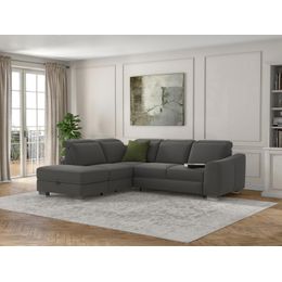 Sit & More Ecksofa SIT & MORE "Dundee L-Form", grau, B:263cm H:86cm T:219cm, Sofas, Ecksofa, mit Federkern und Edelstahlf&uuml;&szlig;en, wahlweise mit Kopfteilverstellung