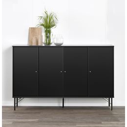 Sideboard HAMMEL FURNITURE "Mistral Kubus" Sideboards Gr. B/H/T: 136 cm x 89 cm x 32,5 cm, schwarz Sideboards mit vier Türen und Metall Füße, Breite: 136 cm