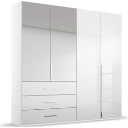 Drehtürenschrank Rauch "Montclar" Schränke Gr. B/H/T: 201 cm x 223 cm x 60 cm, 4 St., weiß (weiß, hochglanz weiß) mit Schubkästen und Spiegel, inkl. Wäscheeinteilung