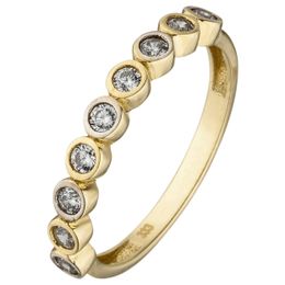 Fingerring Jobo Fingerringe Gr. 50, Gelbgold 333, goldfarben (gelbgold 333, weiß) Damen 333 Gold bicolor mit 9 Zirkonia