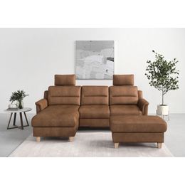 Sit & More Ecksofa SIT & MORE "Far&ouml; L-Form", braun (cognac), B:234cm H:90cm T:168cm, Sofas, Ecksofa, inklusive Federkern, wahlweise mit Bettfunktion und Bettkasten