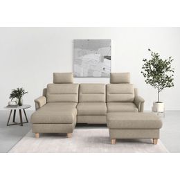 Sit & More Ecksofa SIT & MORE "Far&ouml; L-Form", beige, B:234cm H:90cm T:168cm, Sofas, Ecksofa, inklusive Federkern, wahlweise mit Bettfunktion und Bettkasten